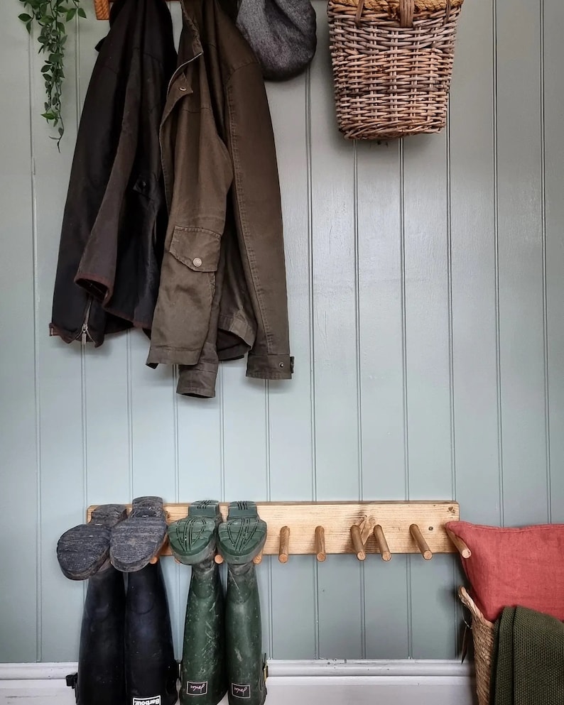 Wall Mounted Reclaimed Timber Welly Rack / Shoe Rack / Boot Rack - Etsy