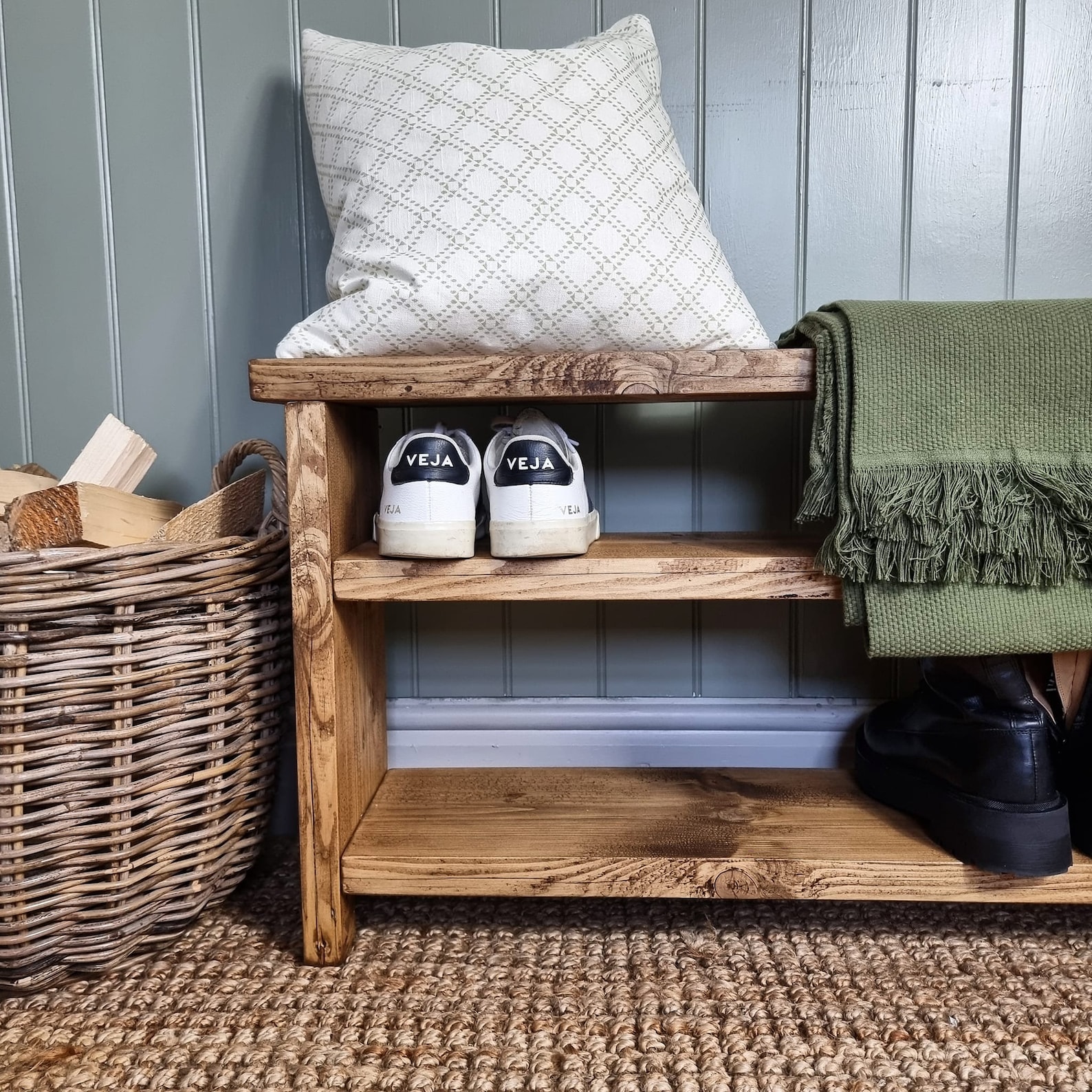 Hand Crafted Rustic Reclaimed Wooden Shoe Bench / Shoe Rack / - Etsy UK