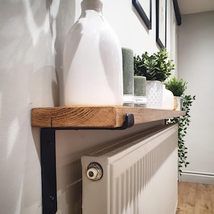Hand Crafted Rustic Reclaimed Solid Pine Timber Radiator Shelf With ...