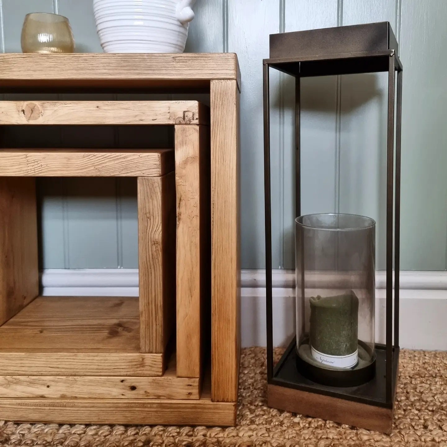 NEW Rustic Reclaimed Cube Design Nest of Tables/side Tables/end Tables ...