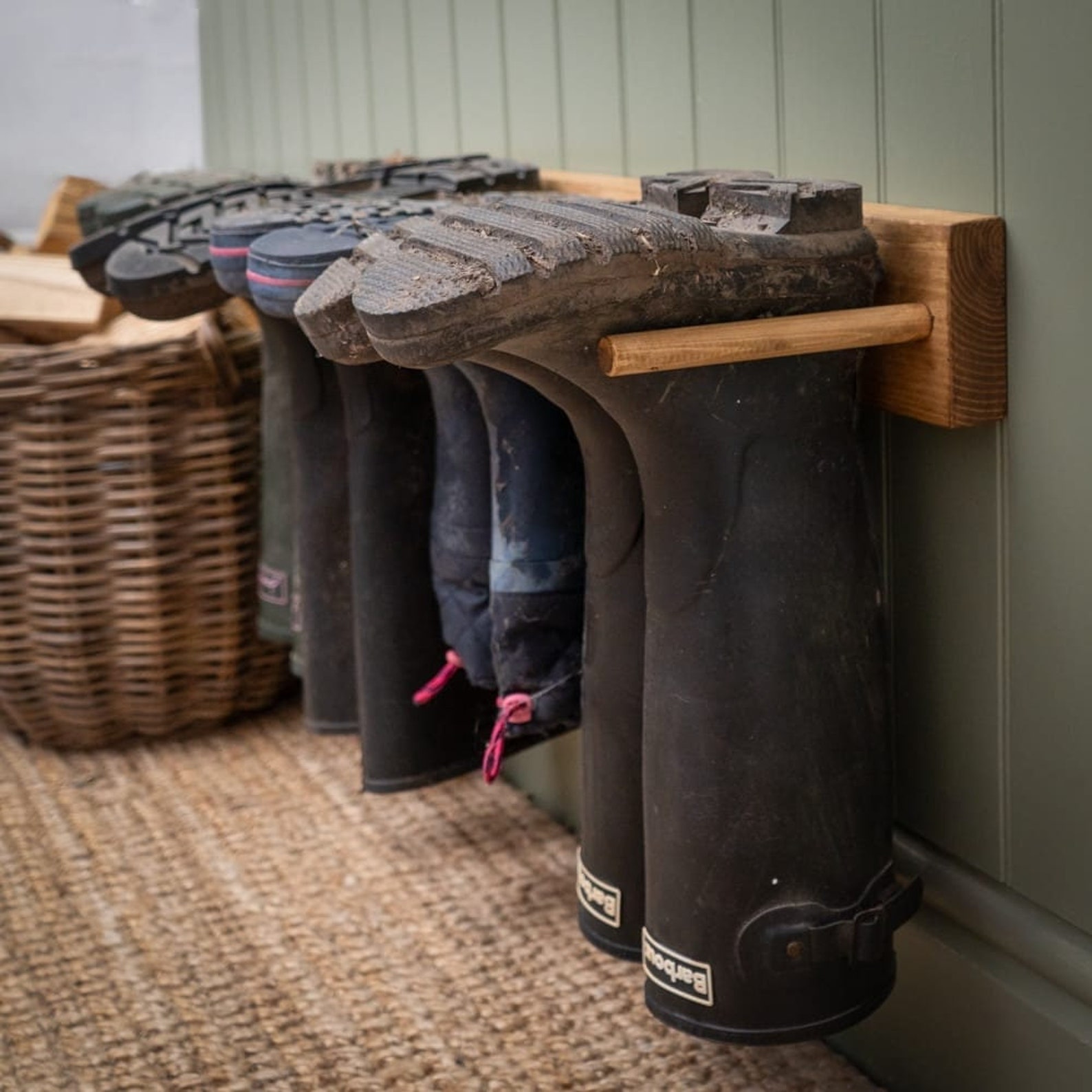 Wall Mounted Reclaimed Timber Welly Rack/shoe Rack/boot Rack - Etsy UK