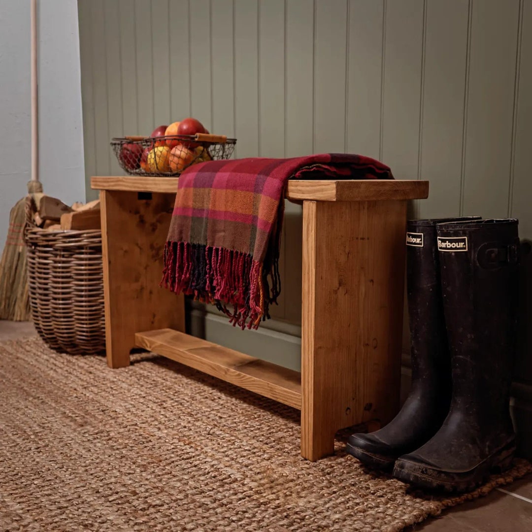Rustic Reclaimed Hall Bench/ Hallway Bench/ Farmhouse Bench/ Hand ...
