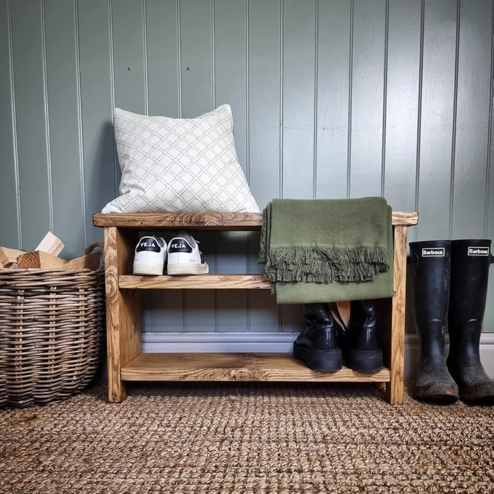 Hand Crafted Rustic Reclaimed Wooden Shoe Bench / Shoe Rack / | Etsy
