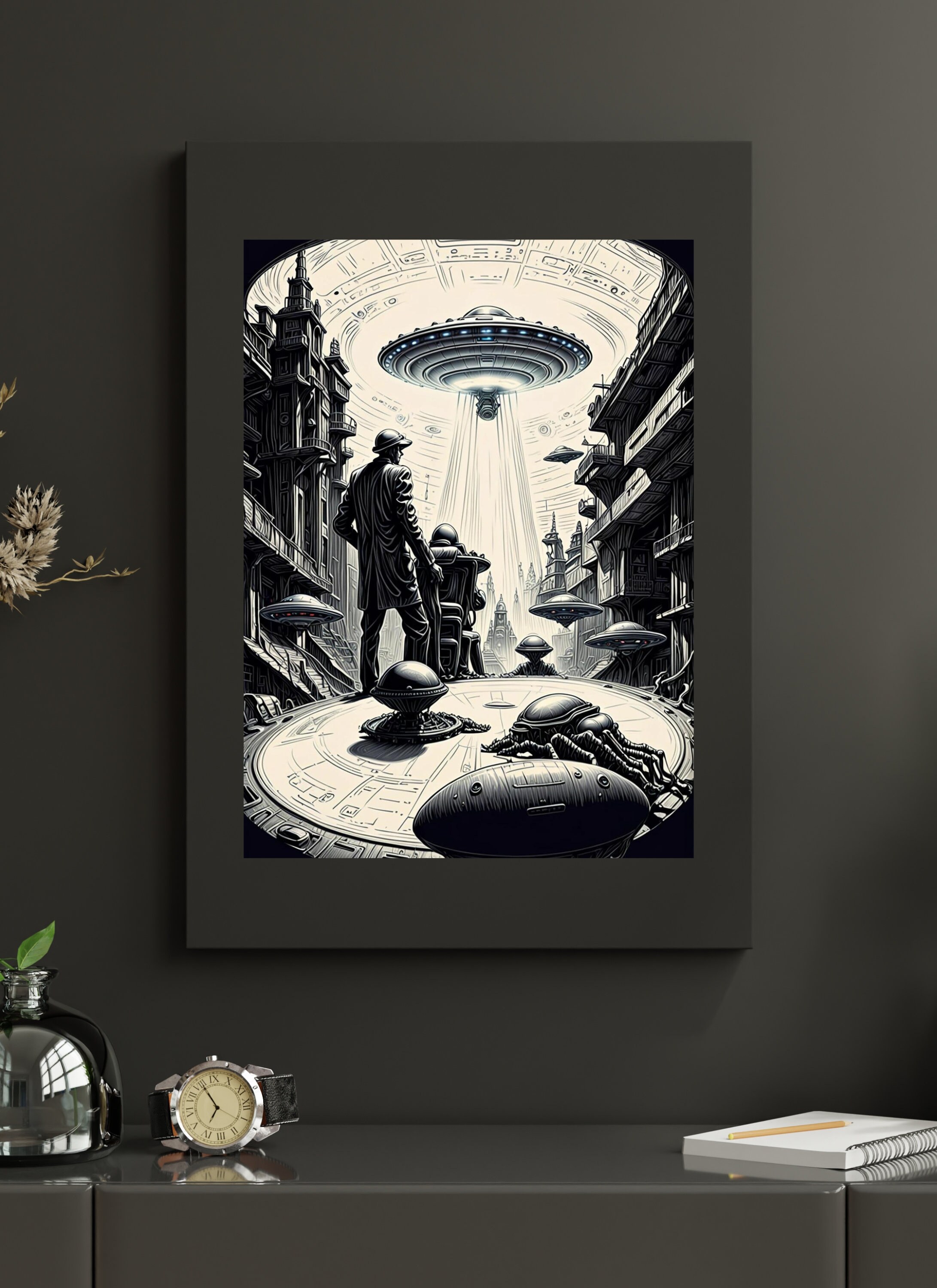 Invasion of the Archons, Sci-fi, Dystopian, City Scape, Line Art, Retro ...