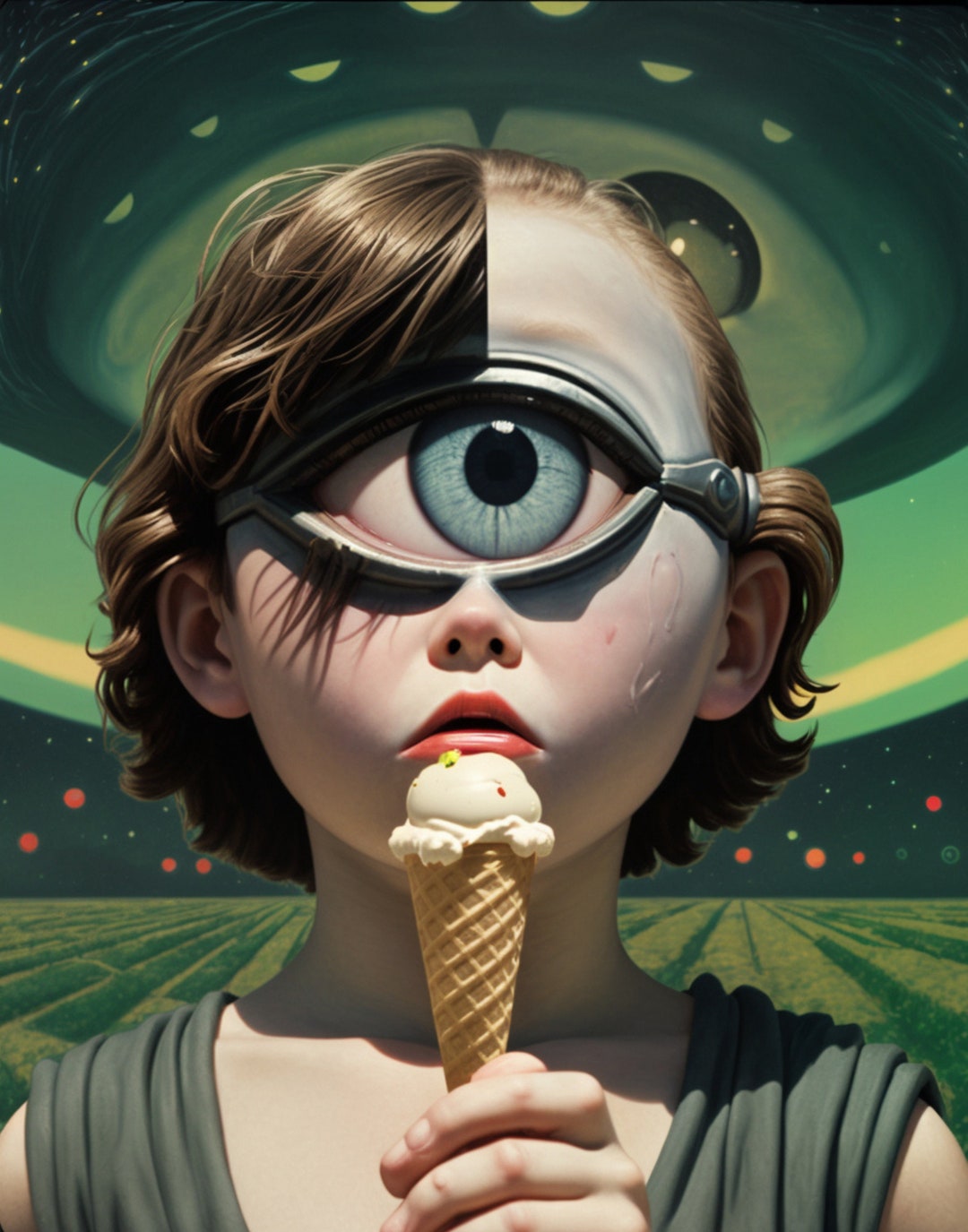 Cyclops Boy With Ice-cream Cone: Cyclops Art, Surreal Sci-fi, 8.5x11 11x14 Mythic. Monster Print ...