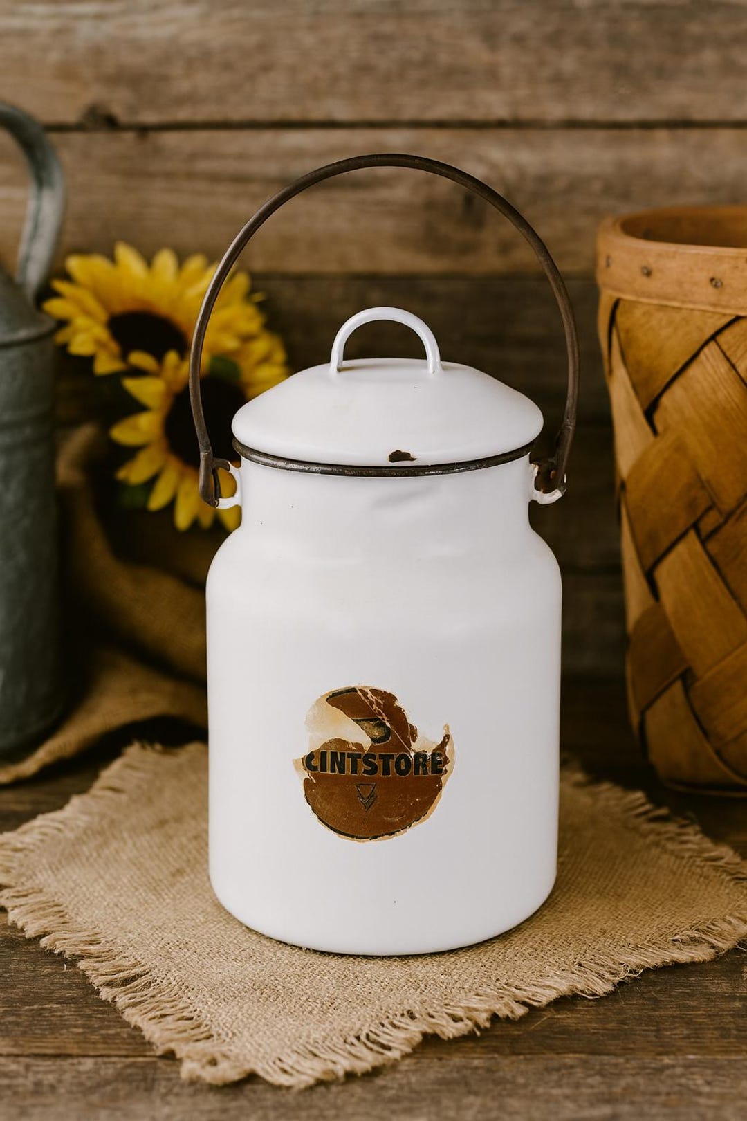 Vintage Goldstone White Enamel Milk Can – Country Farmhouse Decor - Etsy
