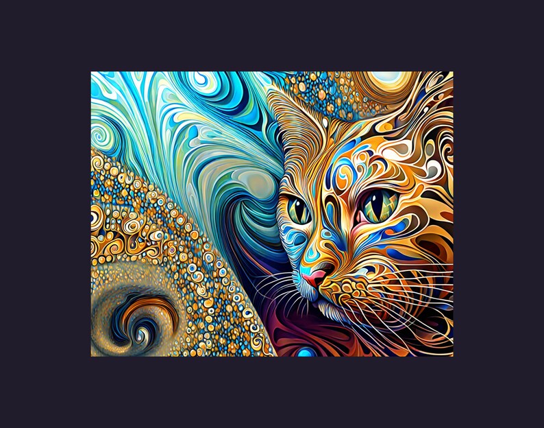 Cat Trip: Cat Lover Art, Feline Art, Cat Print, Trippy Cat Art, Sizes ...