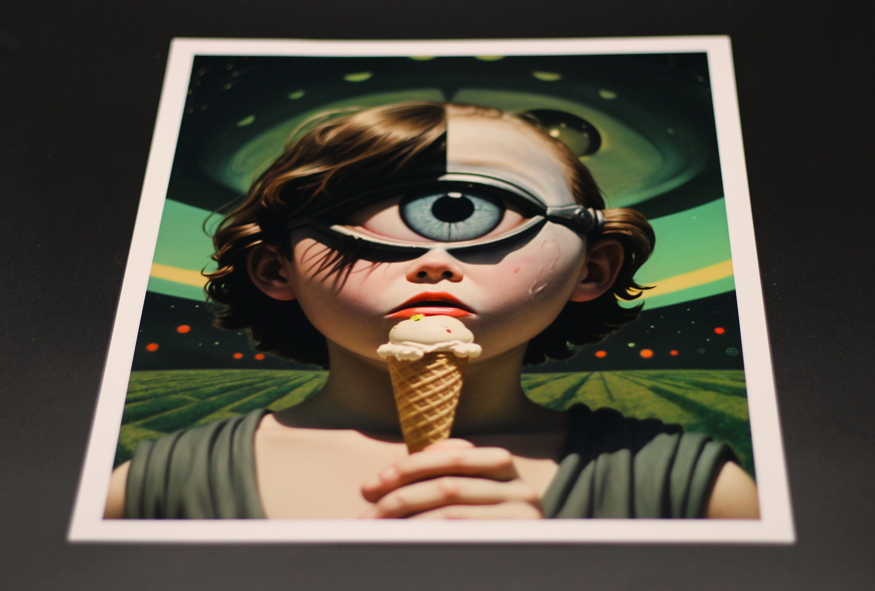 Cyclops Boy With Ice-cream Cone: Cyclops Art, Surreal Sci-fi, 8.5x11 ...
