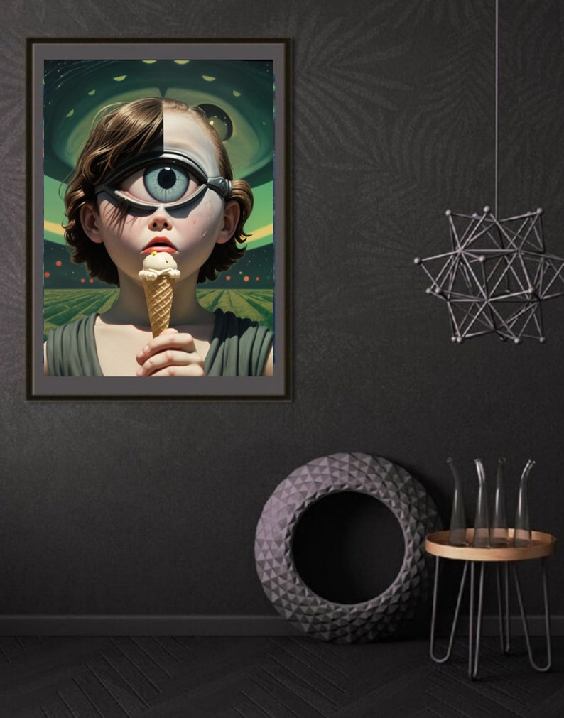Cyclops Boy With Ice-cream Cone: Cyclops Art, Surreal Sci-fi, 8.5x11 ...