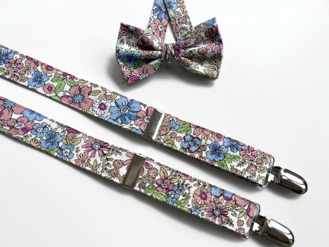 Floral Bow Tie & Suspenders, Unique Wedding Suspenders, Fun Bow Tie ...