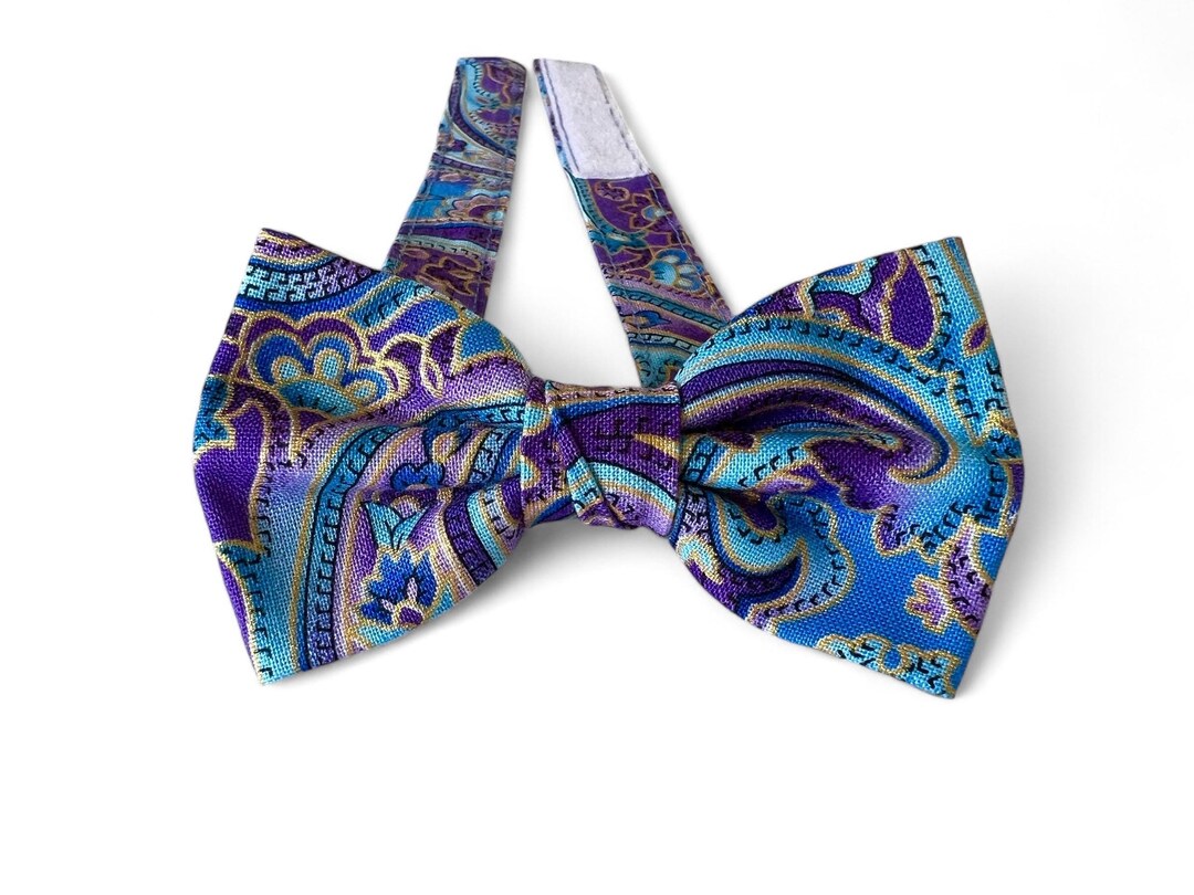 Electric Blue Purple Paisley Bow Tie for Kids and Adults, Vibrant ...