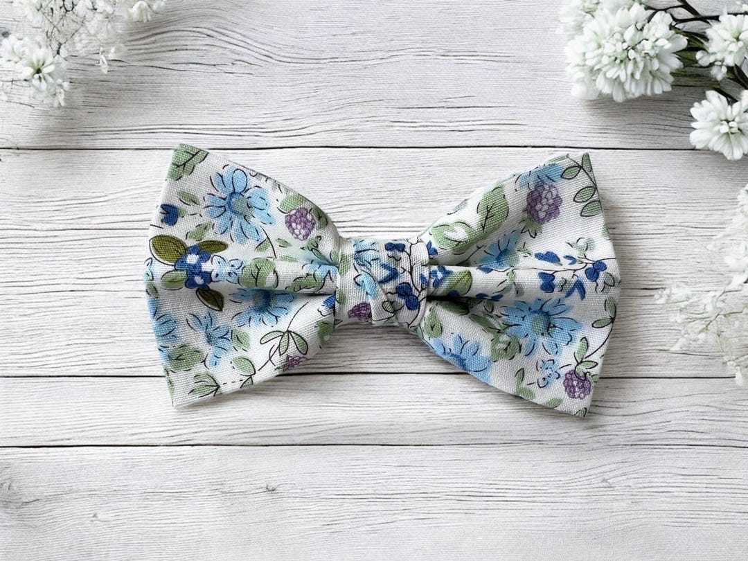 Floral Bow Tie Garden Wedding Spring| Light Green Blue Floral Bow Tie ...