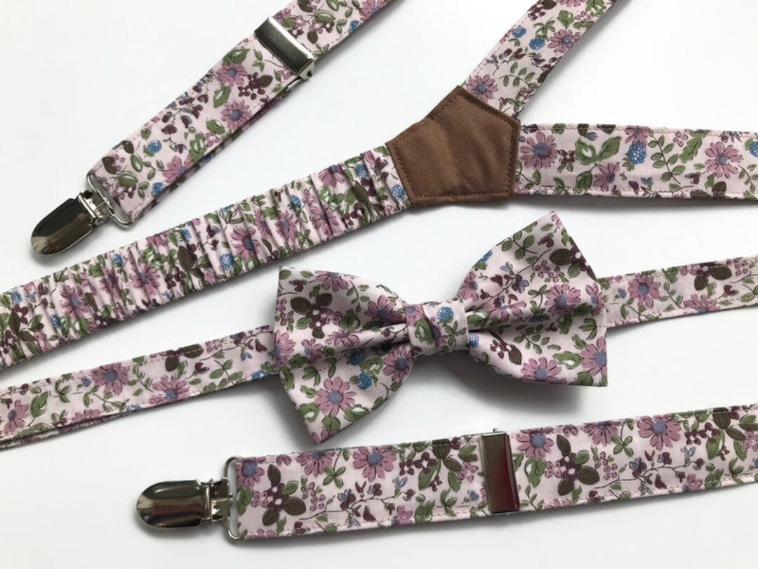Floral Bow Tie Suspenders, Floral Suspenders Bow Tie, Unisex Suspenders ...