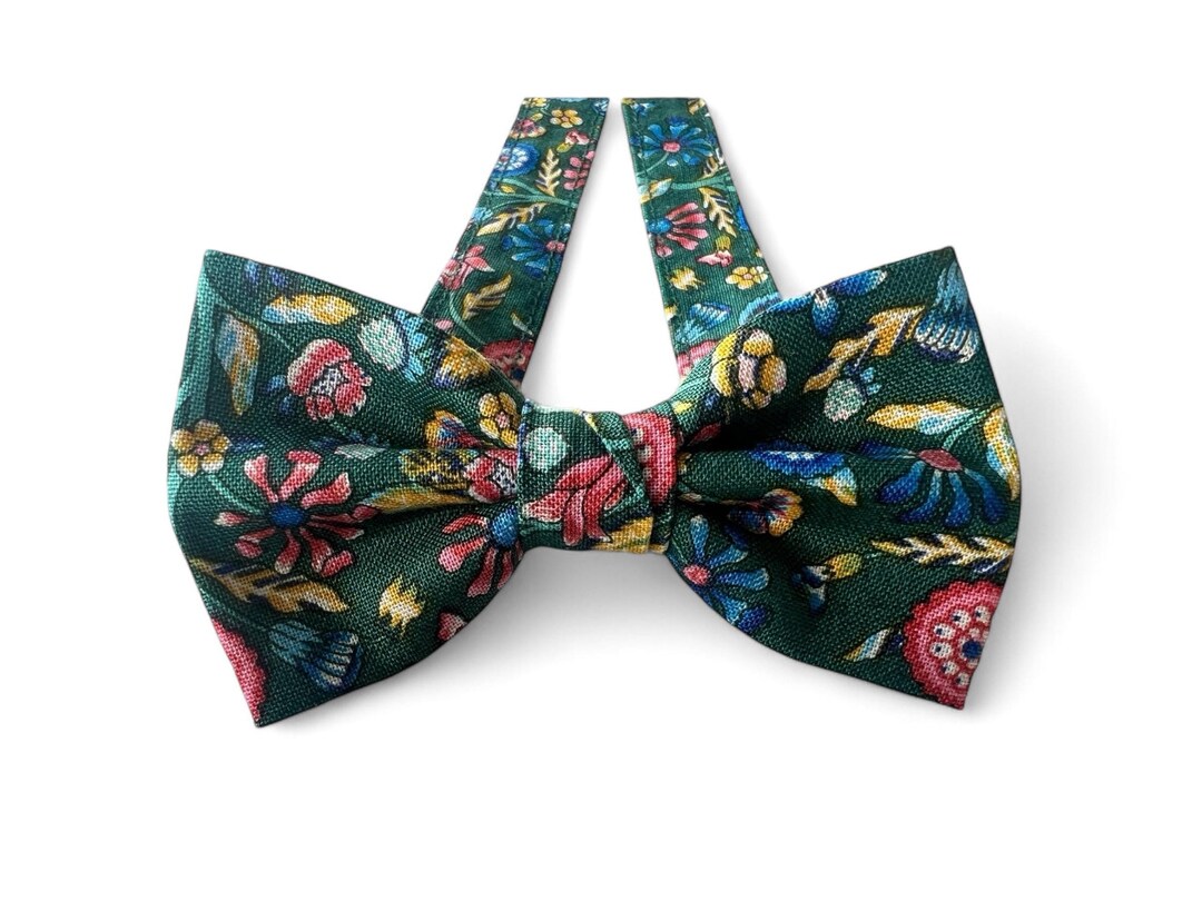 Green Floral Bow Tie Mens Wedding Accessory, Floral Green Bow Tie ...