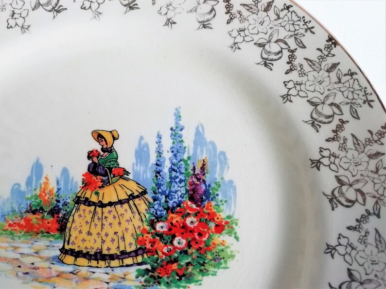 1930's Royal Falcon Ware Serving Plate by Jhw&sons. Crinoline Lady ...