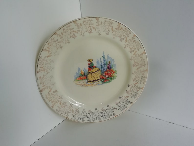 1930's Royal Falcon Ware Serving Plate by Jhw&sons. Crinoline Lady ...