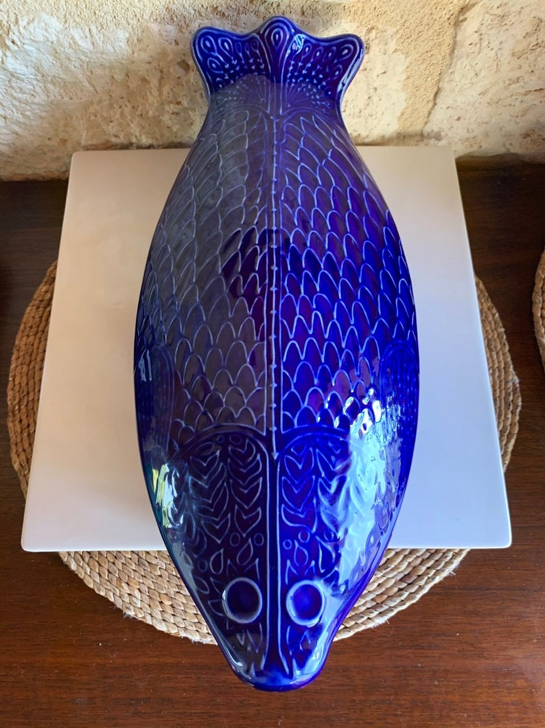 Mid-century, Large, Ceramic, Blue Fish by Environmental Ceramics, Inc ...