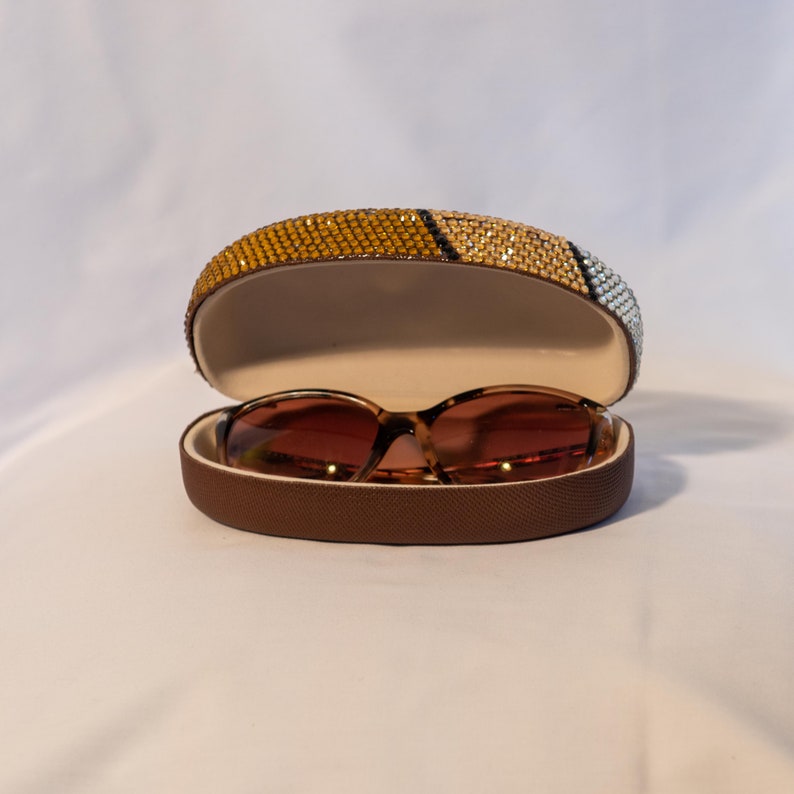 Diamante Bling and Elegant Large Glasses Case in Gold Bronze and Silver ...