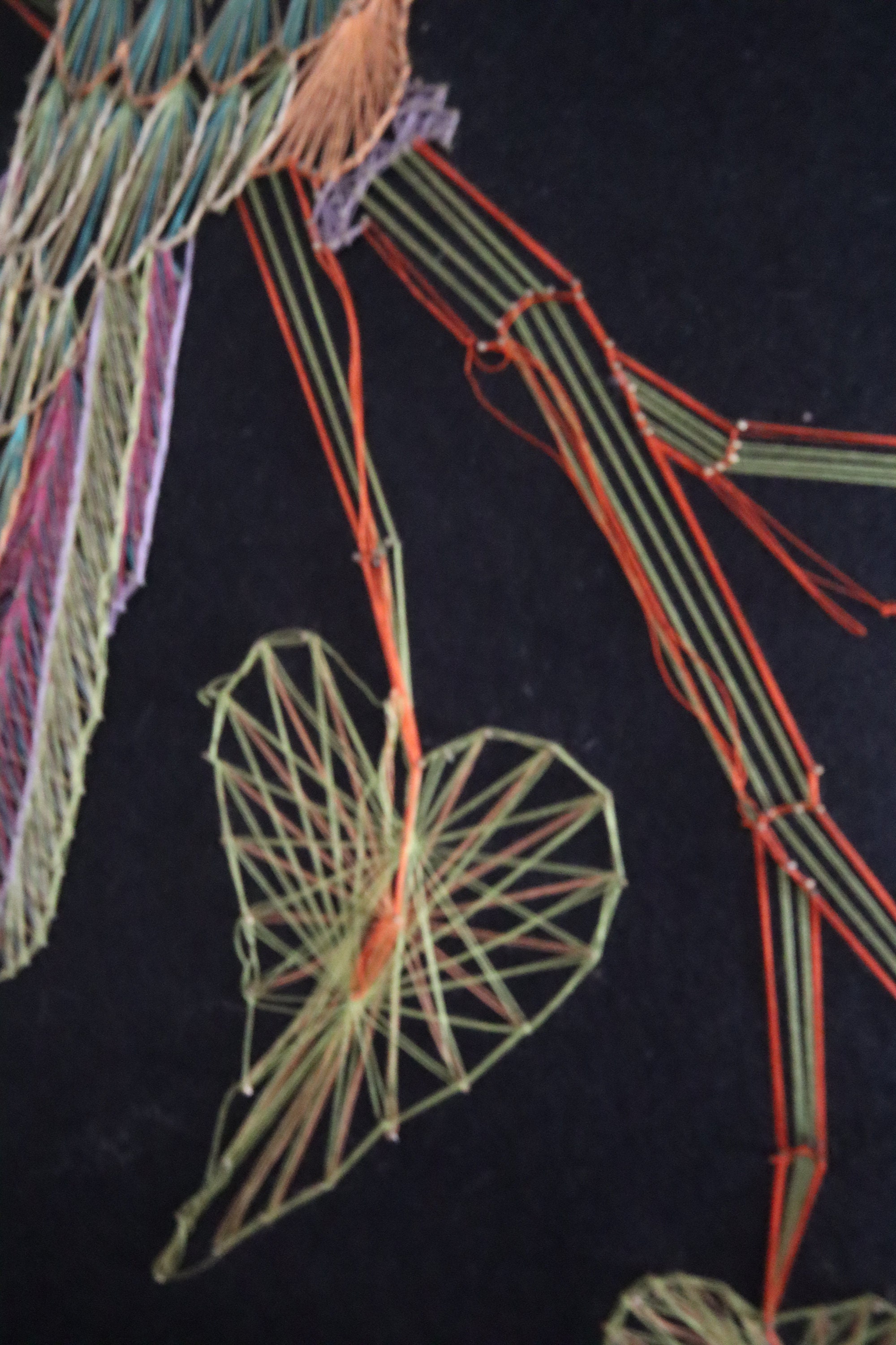 Vintage String Art Colourful Parrots Dark Brown Cloth on Wood - Etsy