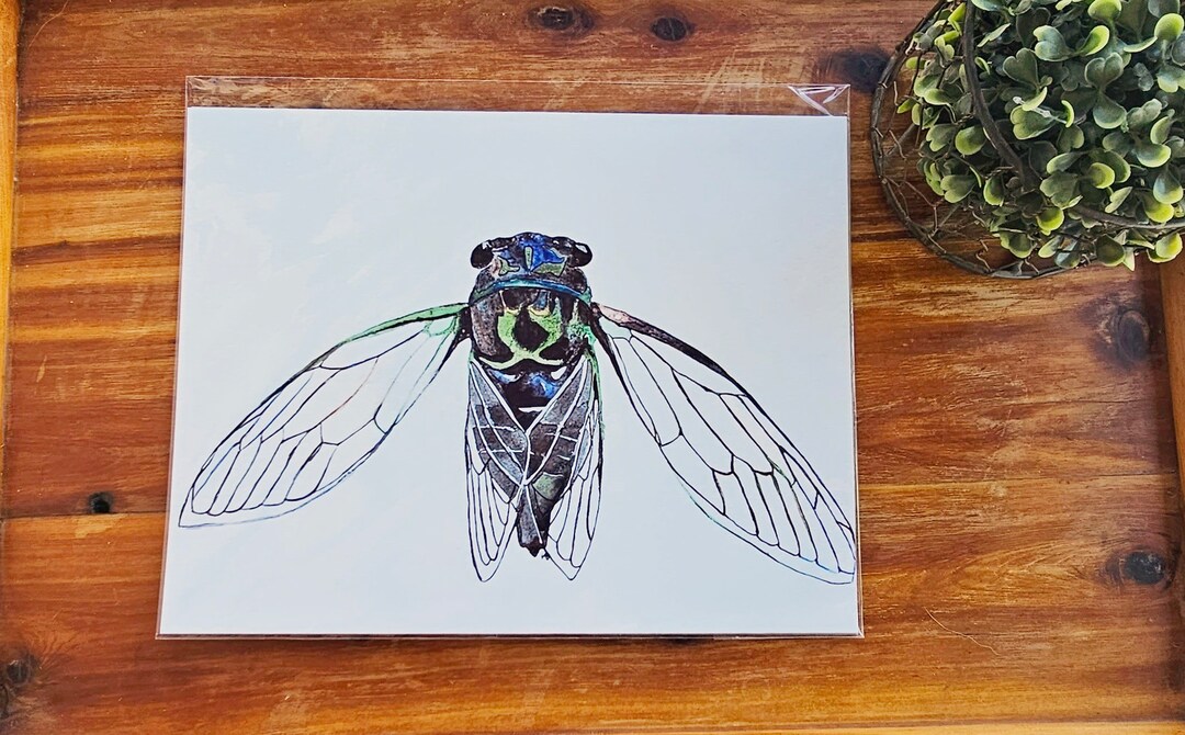 Cicada Art digital Download Insect Painting Simple Print - Etsy