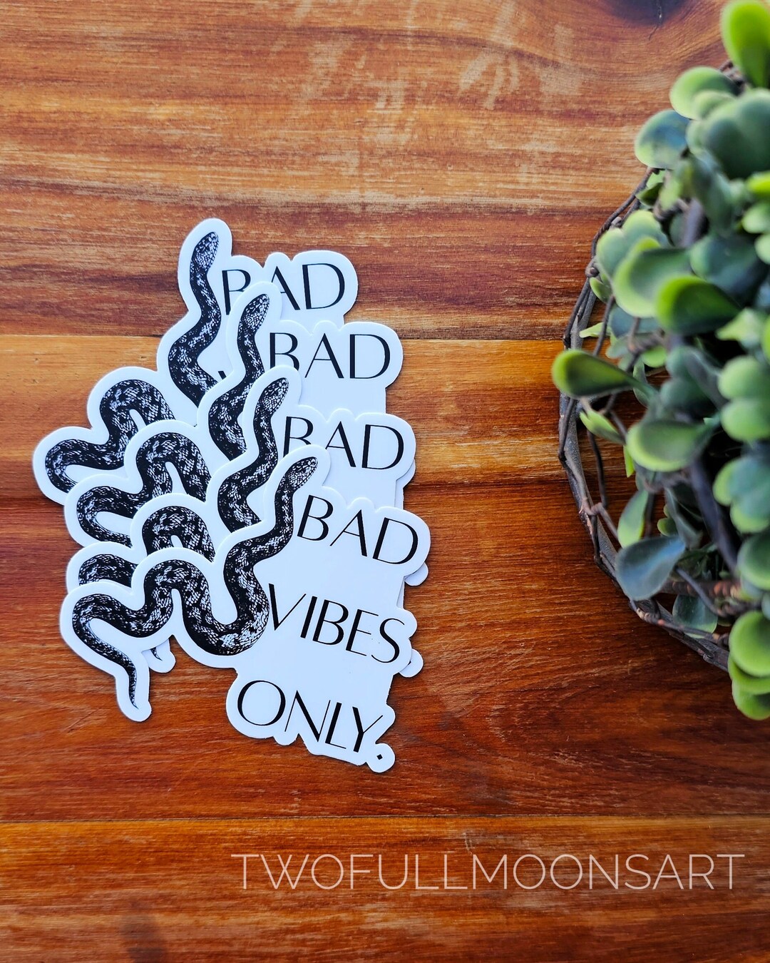 Bad Vibes Only Sticker | Snake Sticker | Black and White Sticker | Goth ...