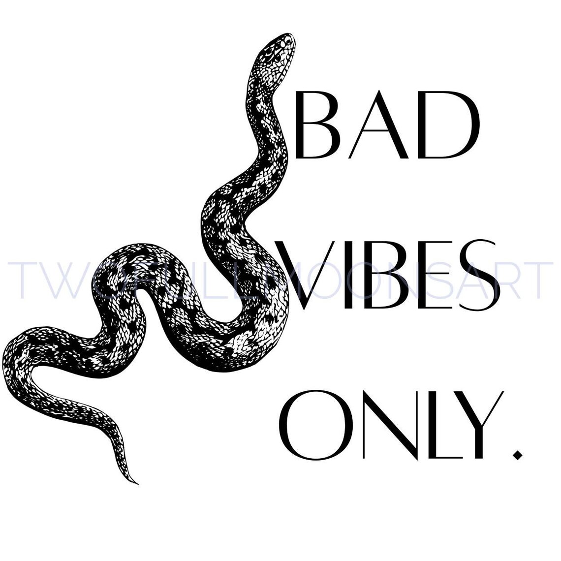 Bad Vibes Only Sticker Snake Sticker Black and White Sticker Goth ...