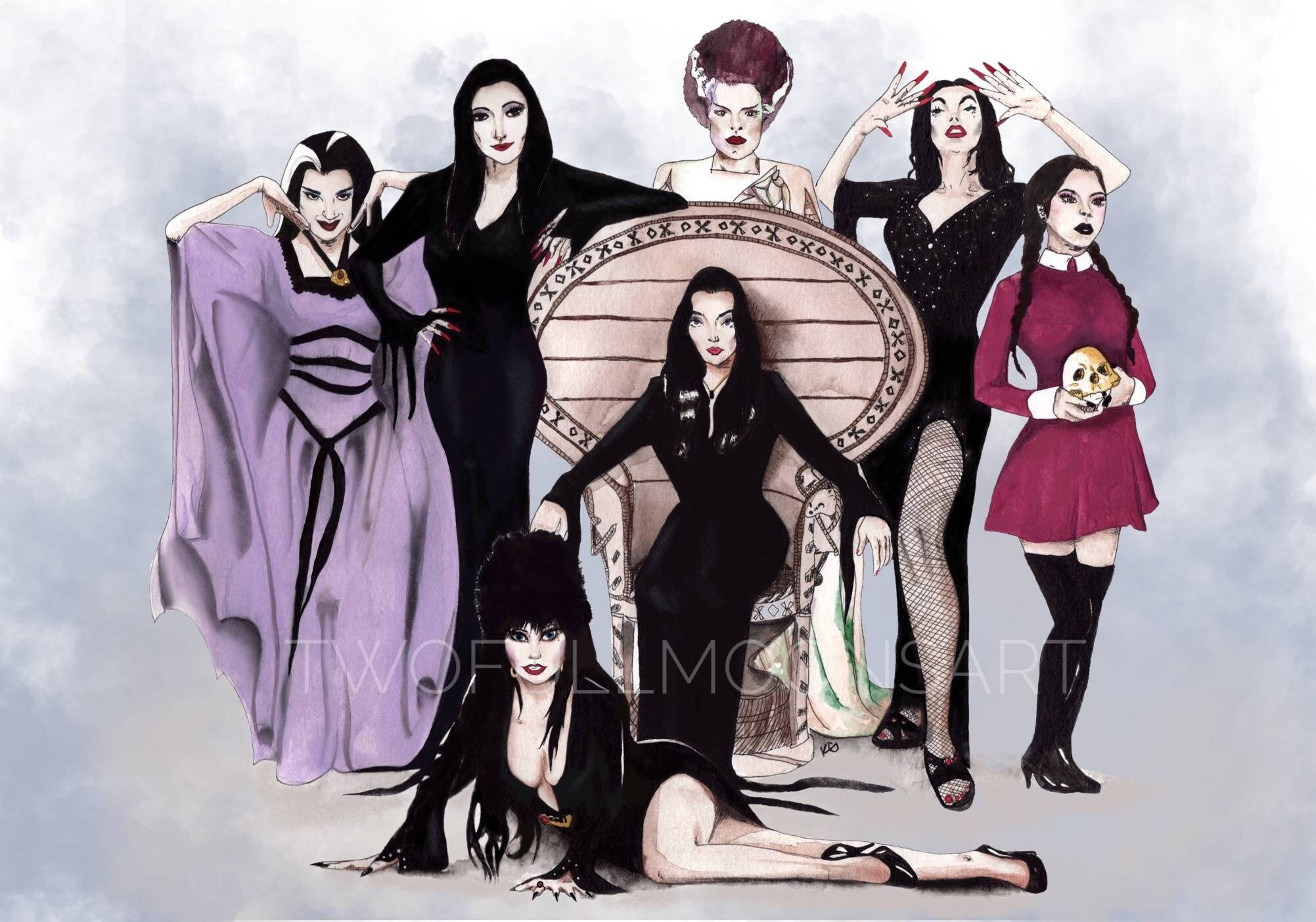 Spooky Babes Art Digital Download Ghoul Gang Gothic Art - Etsy