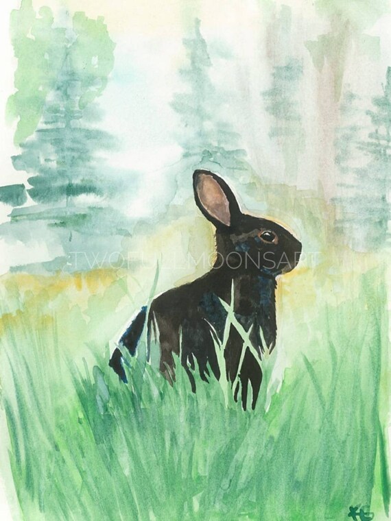 Black rabbit rabbit art rabbit lovers rabbit painting bunny | Etsy