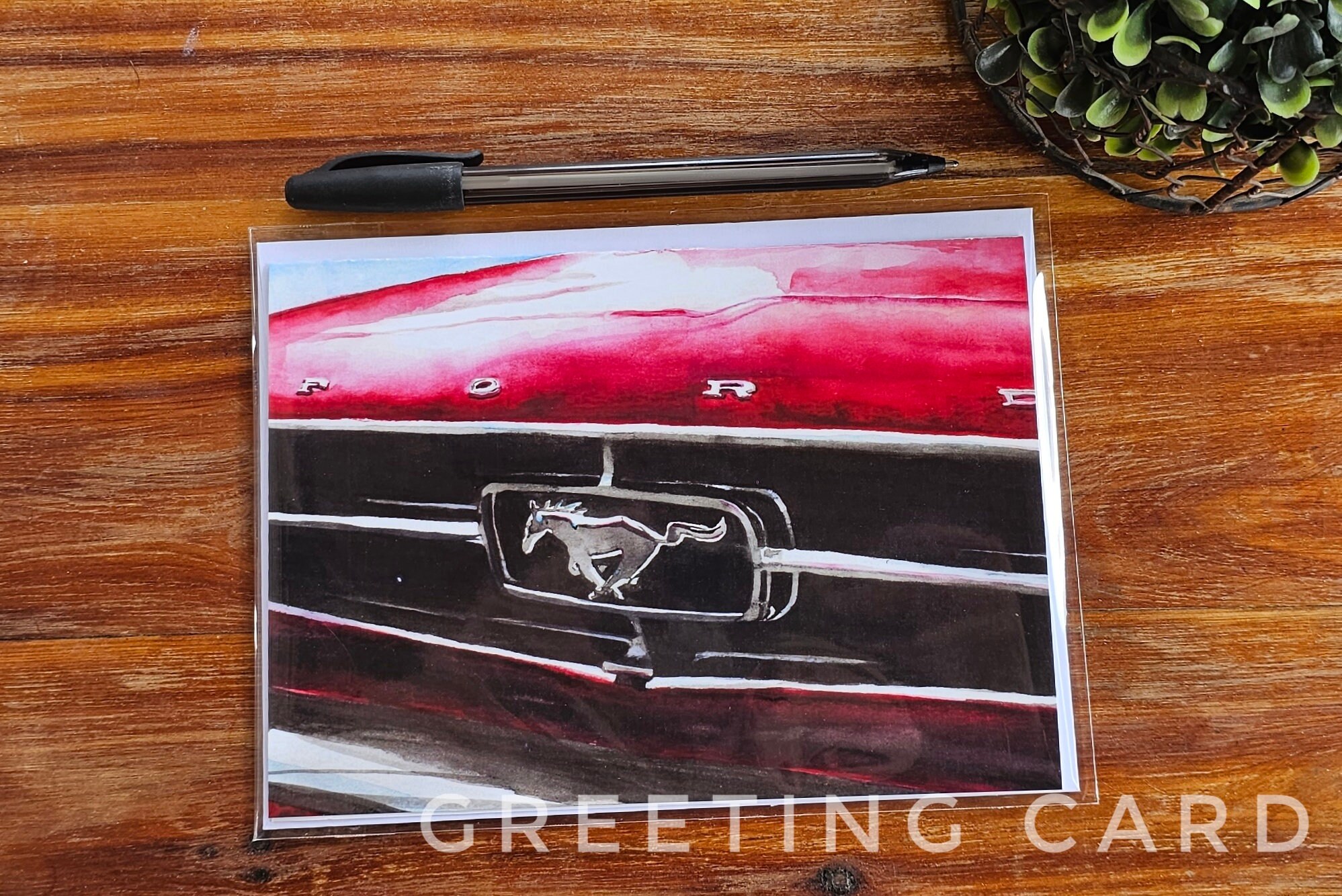 Mustang Card | Bifold Blank Inside Card | 5x7 With Envelope Any ...