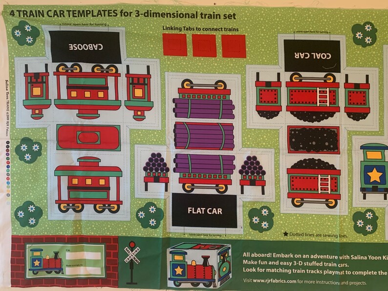 4 Train Car Template for 3D Train Set - Salina Yoon Trains RJR Fabrics ...