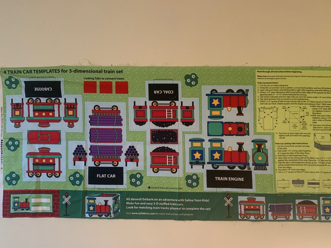 4 Train Car Template for 3D Train Set - Salina Yoon Trains RJR Fabrics ...