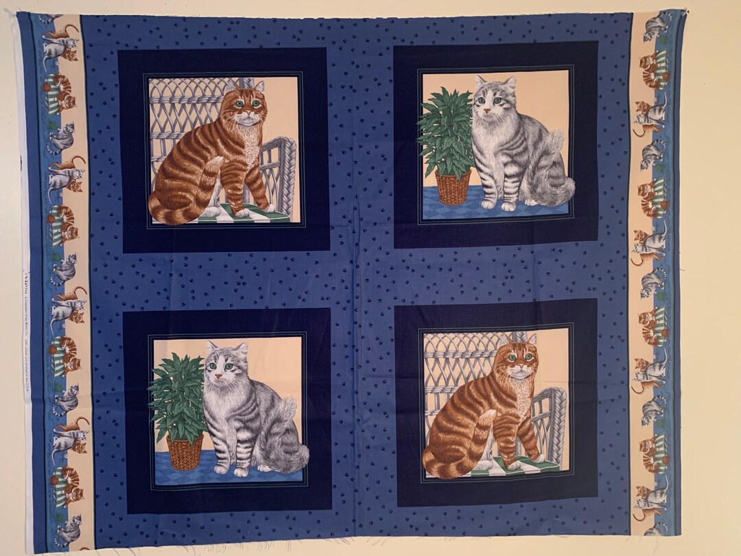 Ginger and Grey Cats Cushion/quilt Fabric Panel VIP Cranston Print ...