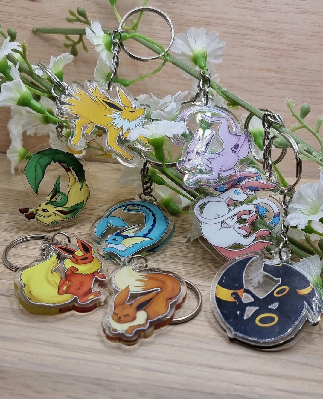 Eevee and Its Evolutions Keychains - Etsy