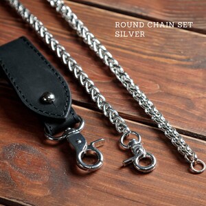 Men's 20" Wallet Chain With Leather Key Chain Holder, Leather Purse ...