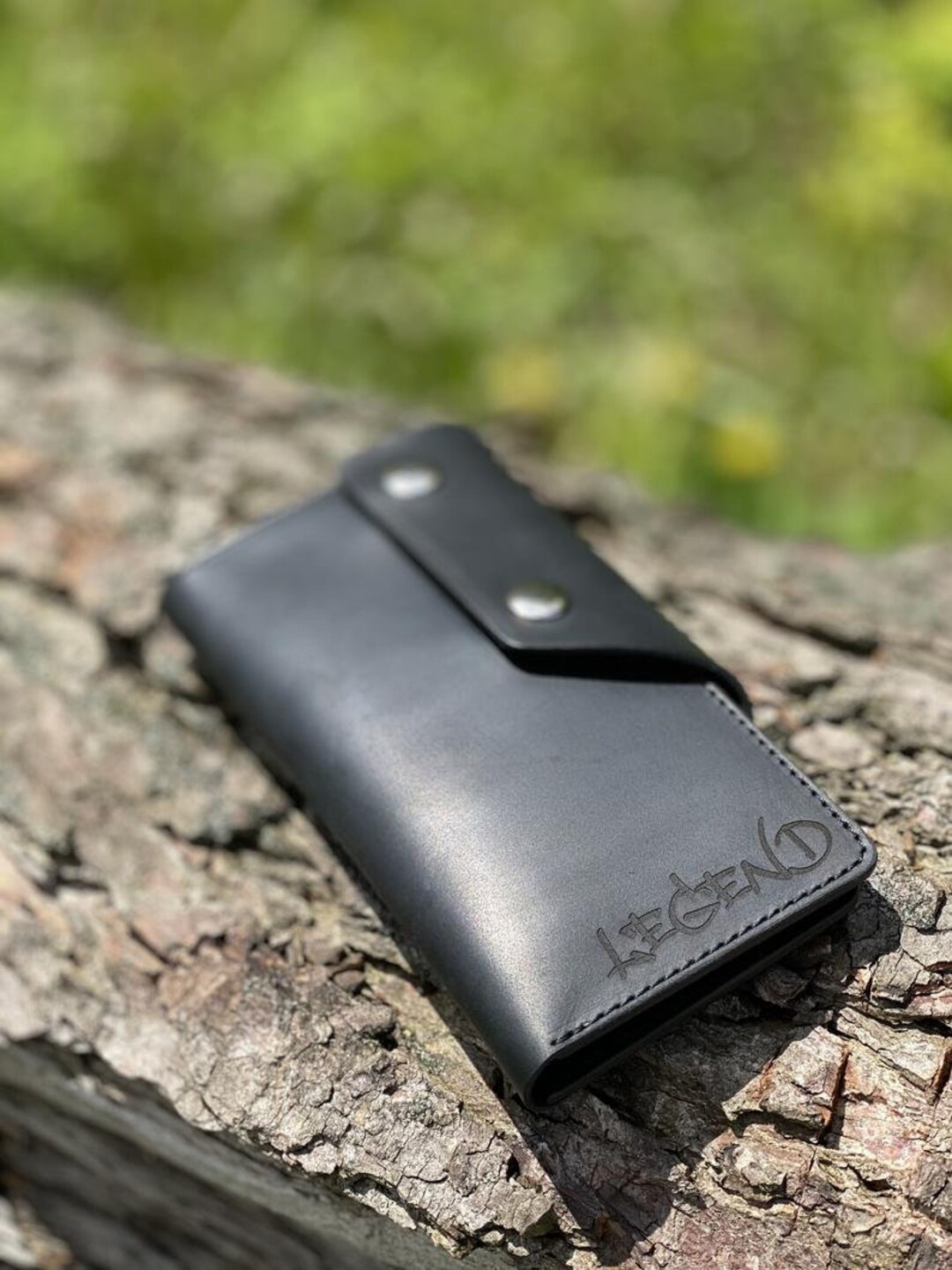 Men's Leather Long Biker Wallet With Id Window, Personalized Credit ...