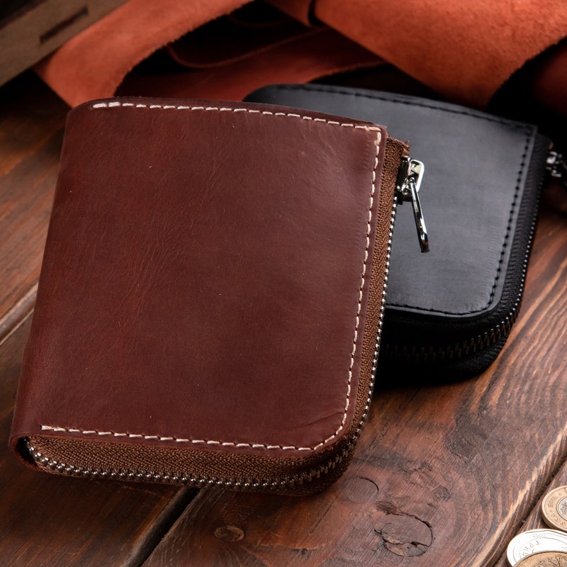 Wallet for Men With Inside Zipper - Etsy