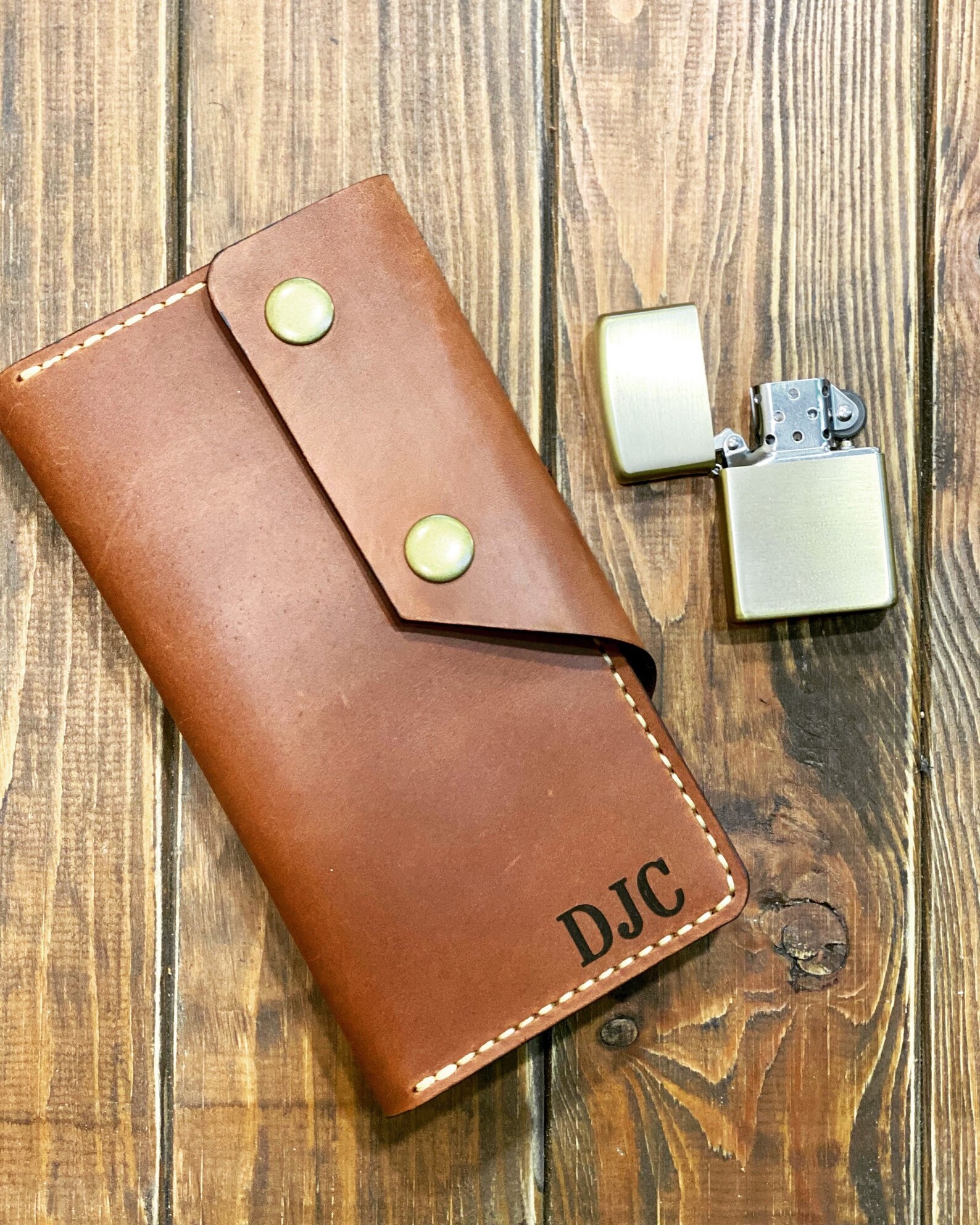 Men's Personalized Leather Long Biker Wallet With Chain | Etsy