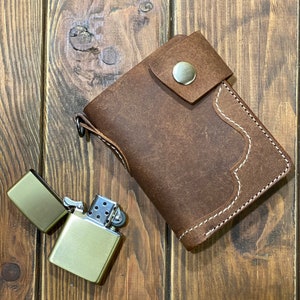 Biker Mini Leather Personalized Chain Wallet, Small Leather Trucker ...