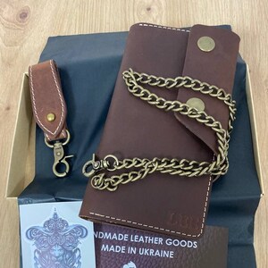 Men's 20" Wallet Chain With Leather Key Chain Holder, Leather Purse ...