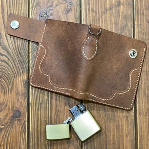 Biker Mini Leather Personalized Chain Wallet, Small Leather Trucker ...