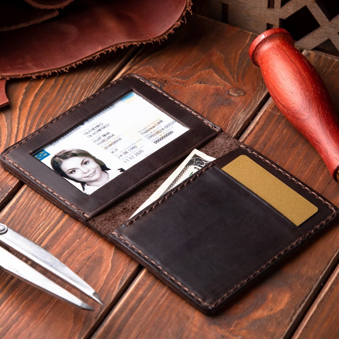 Small Photo Wallet With Id Window, Id Card Wallet, Front Pocket Wallet ...