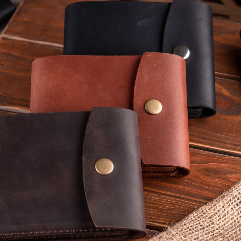 Leather Purse Wallet, Pouch With Coin Pocket, Mens Wallet With Clasp ...