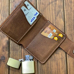 Biker Mini Leather Personalized Chain Wallet, Small Leather Trucker ...