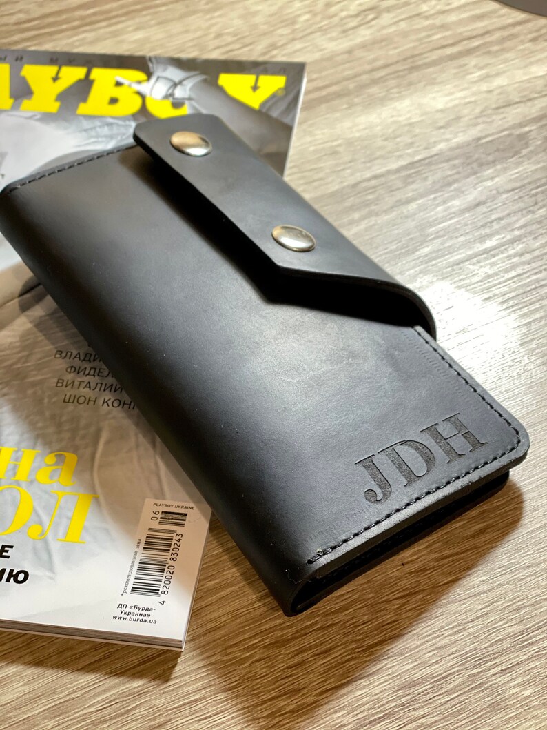 Men's Personalized Leather Long Biker Wallet With Chain | Etsy