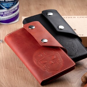 Men's Personalized Leather Long Biker Wallet With Chain, Chain Wallet ...
