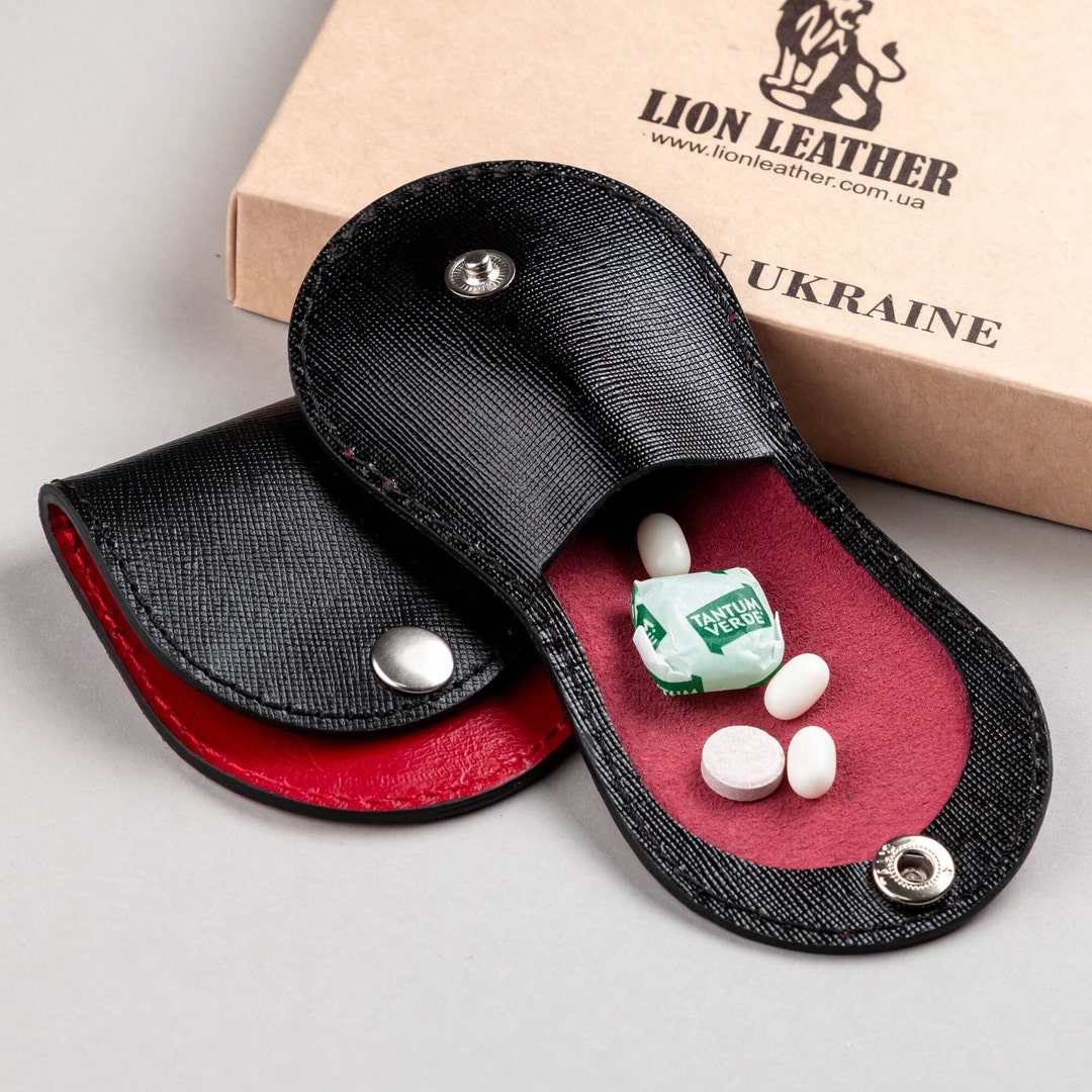 Cute Pill Box, Personalized Leather Pill Case, Coin Pouch, Slim Coin ...