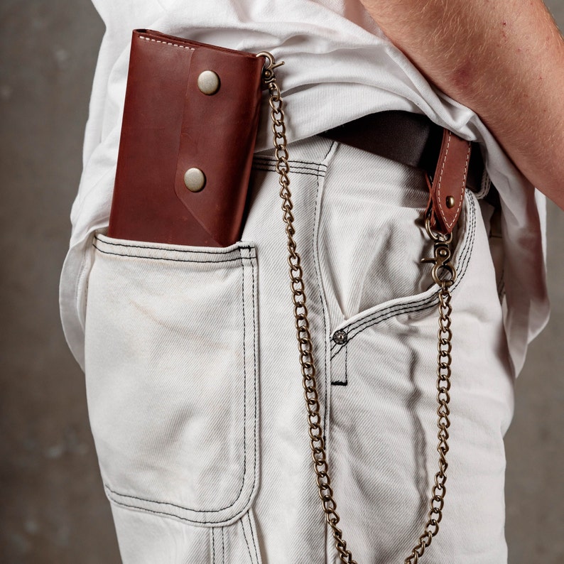 Chain Wallet, Biker Wallet Personalized, Leather Long Trucker Wallet ...