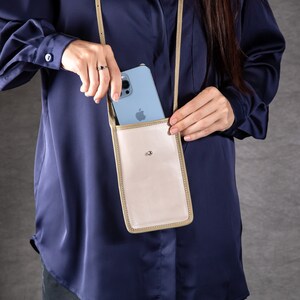 Personalized Leather Slim Mobile Phone Bag, Small Crossbody Leather ...