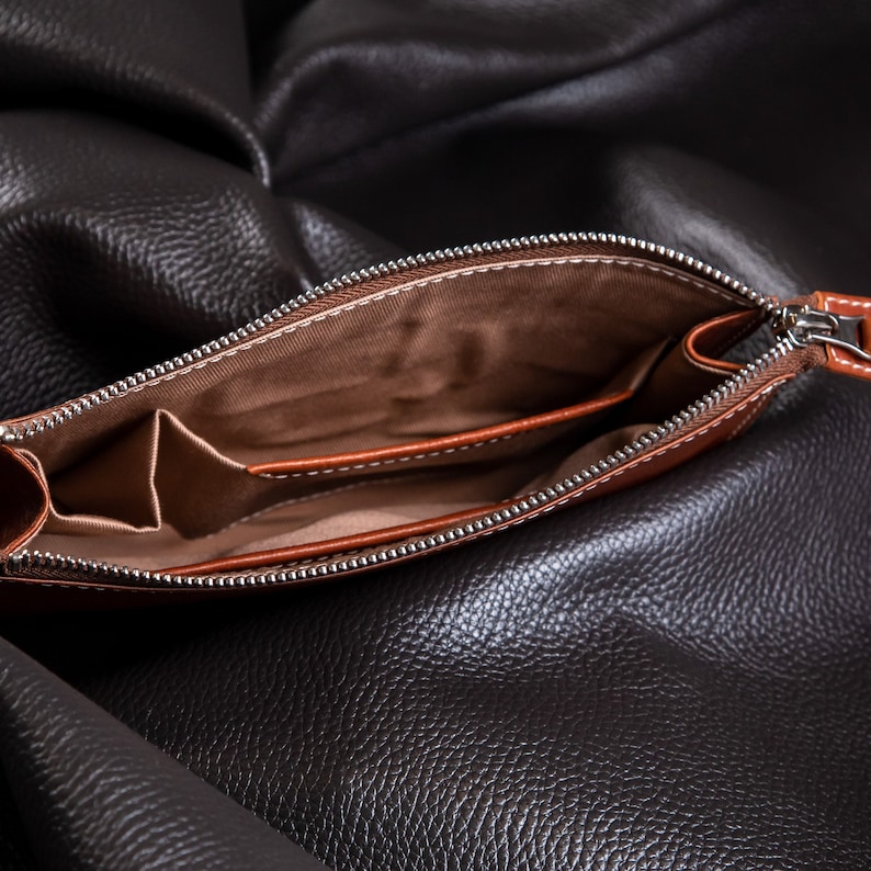 Men's Clutch Purse, Full Grain Leather Zip Purse, Large Wallet, Pouch ...