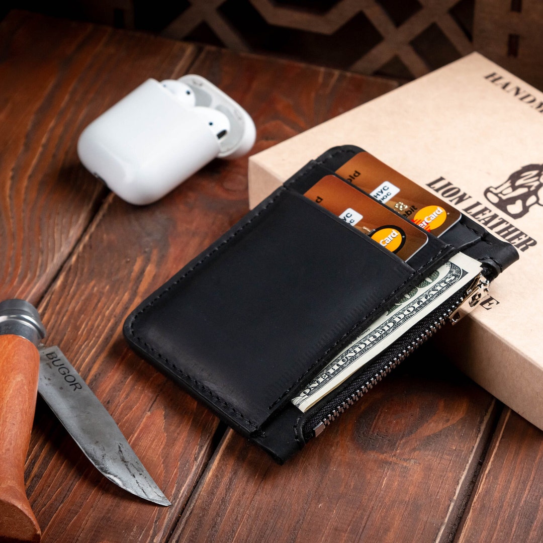 Leather Small Zip Wallet, Coin Purse Wallet With Card Holder, Coin ...